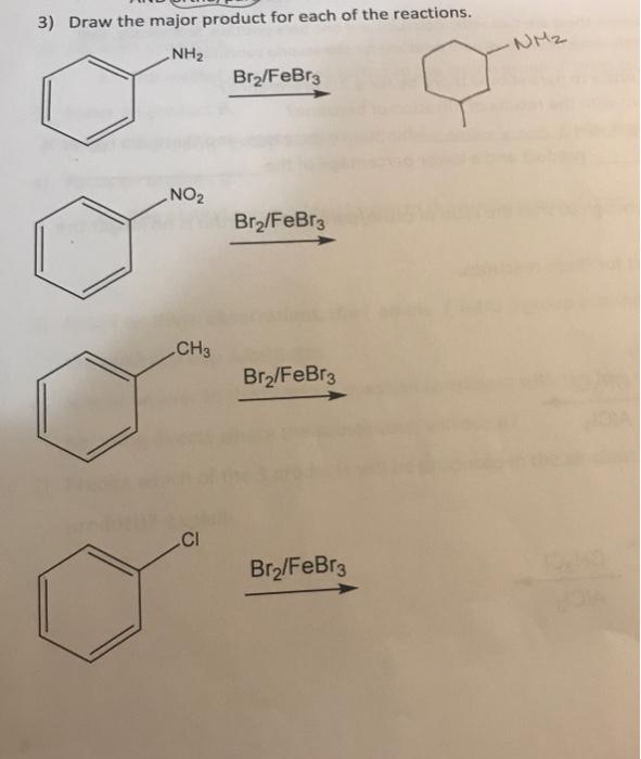 Solved 3) Draw the major product for each of the reactions. | Chegg.com
