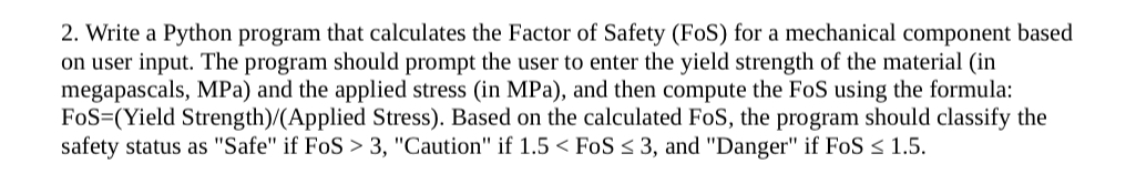 Solved Write A Python Program That Calculates The Factor Of