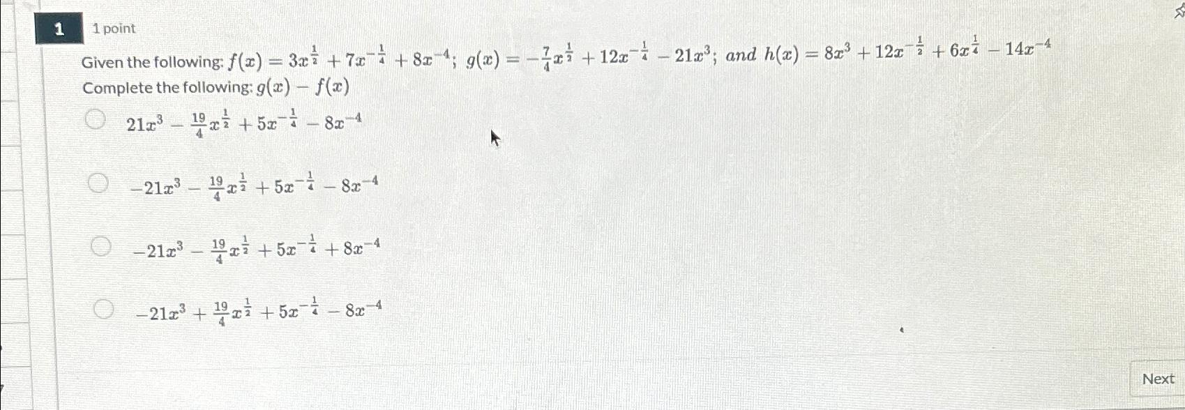 Solved 11 ﻿pointGiven the following: | Chegg.com