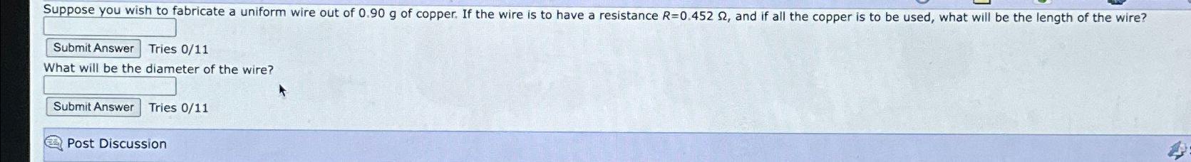 Solved Suppose you wish to fabricate a uniform wire out of | Chegg.com