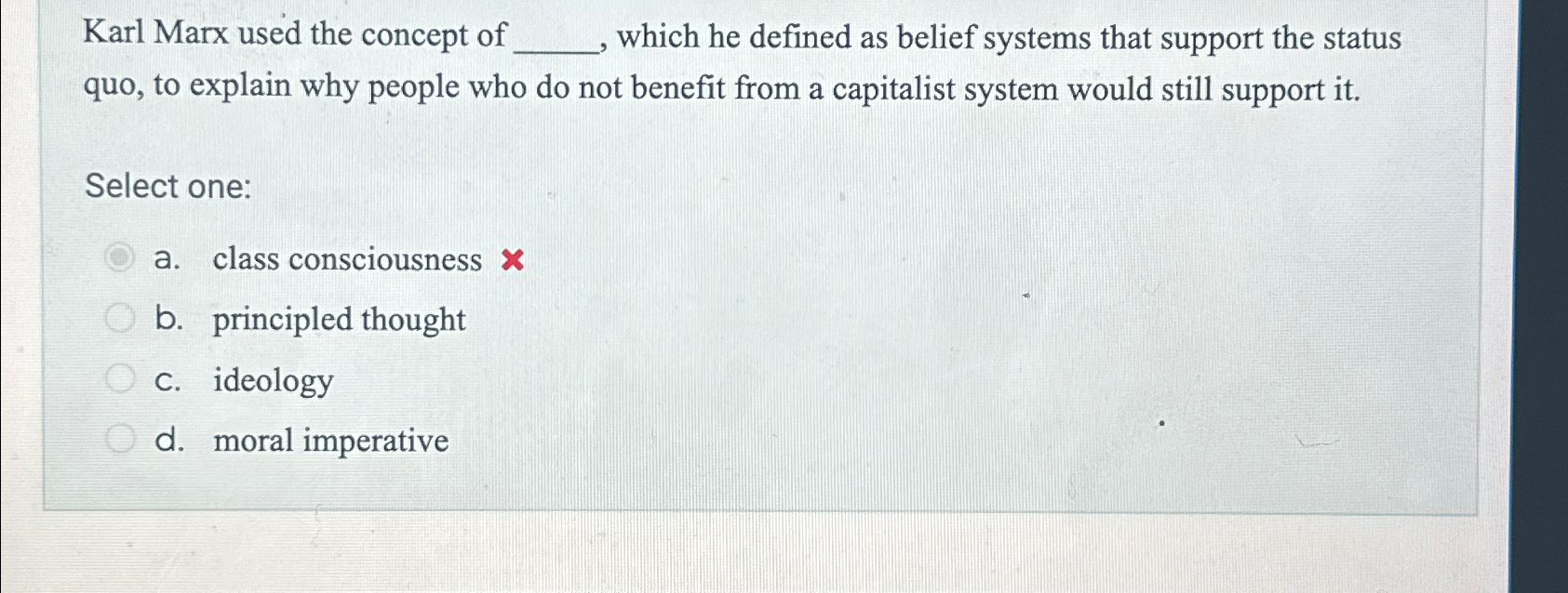 Solved Karl Marx used the concept of which he defined as | Chegg.com
