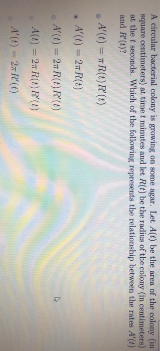 Solved A circular bacterial colony is growing on some agar. | Chegg.com