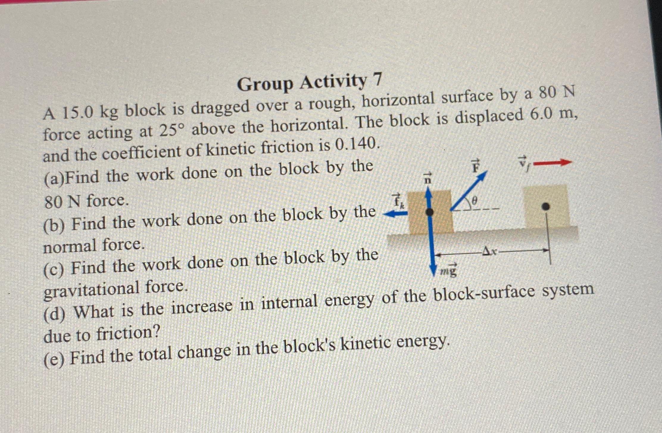 Solved Group Activity 7\\nA 15.0kg block is dragged over a | Chegg.com