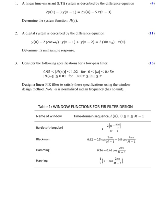 1 A Linear Time Invariant Lti System Is Described