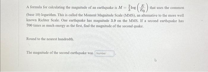 Solved A formula for calculating the magnitude of an | Chegg.com