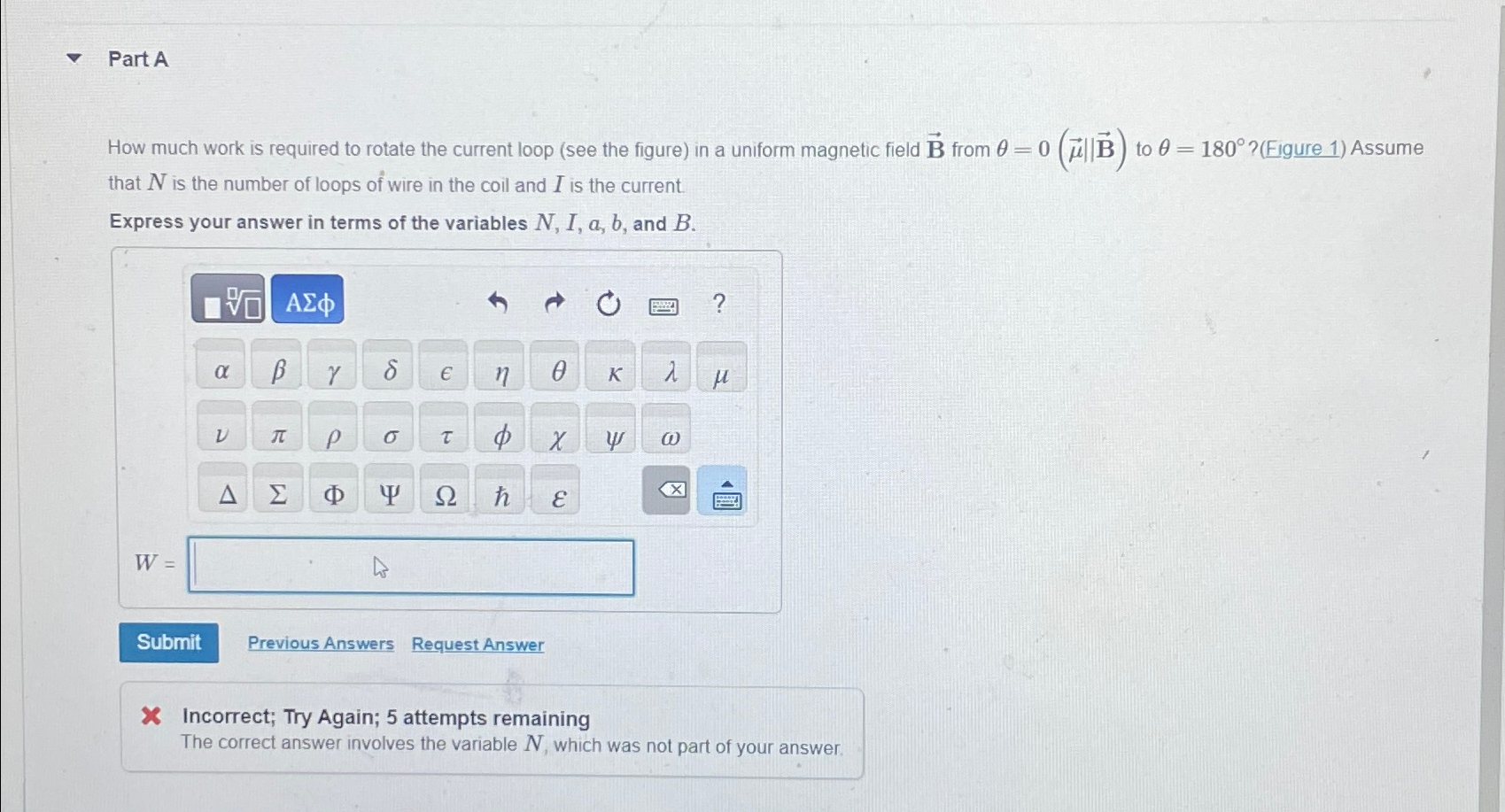 Solved Part AHow much work is required to rotate the current | Chegg.com