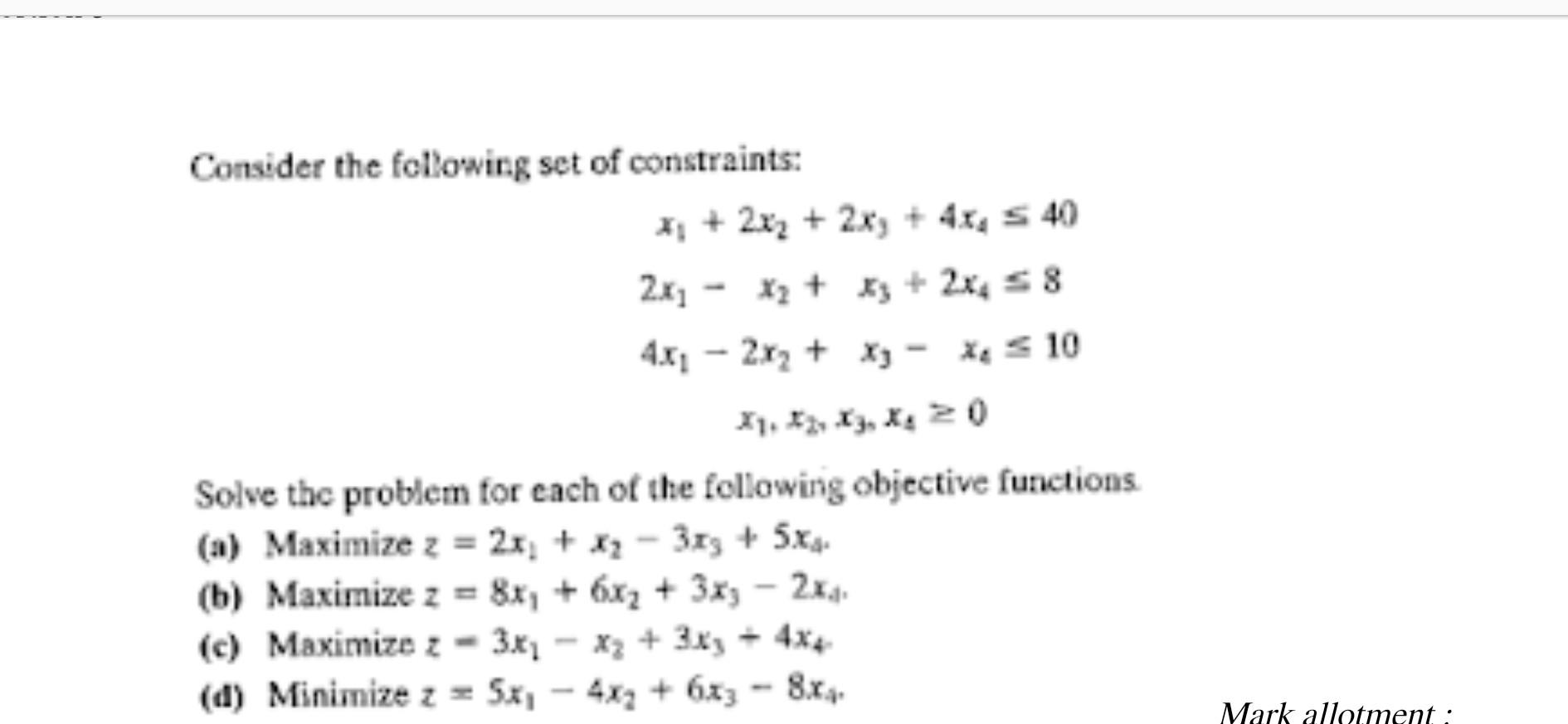Solved Consider the following set of constraints: | Chegg.com
