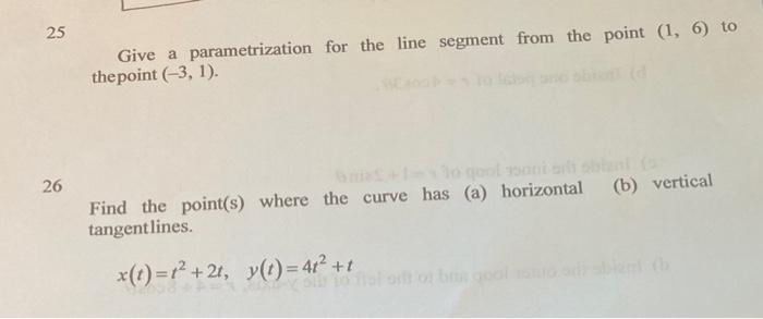 Solved Give a parametrization for the line segment from the | Chegg.com