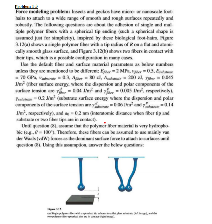 Solved Problem 1-3Force modeling problem: Insects and geckos | Chegg.com
