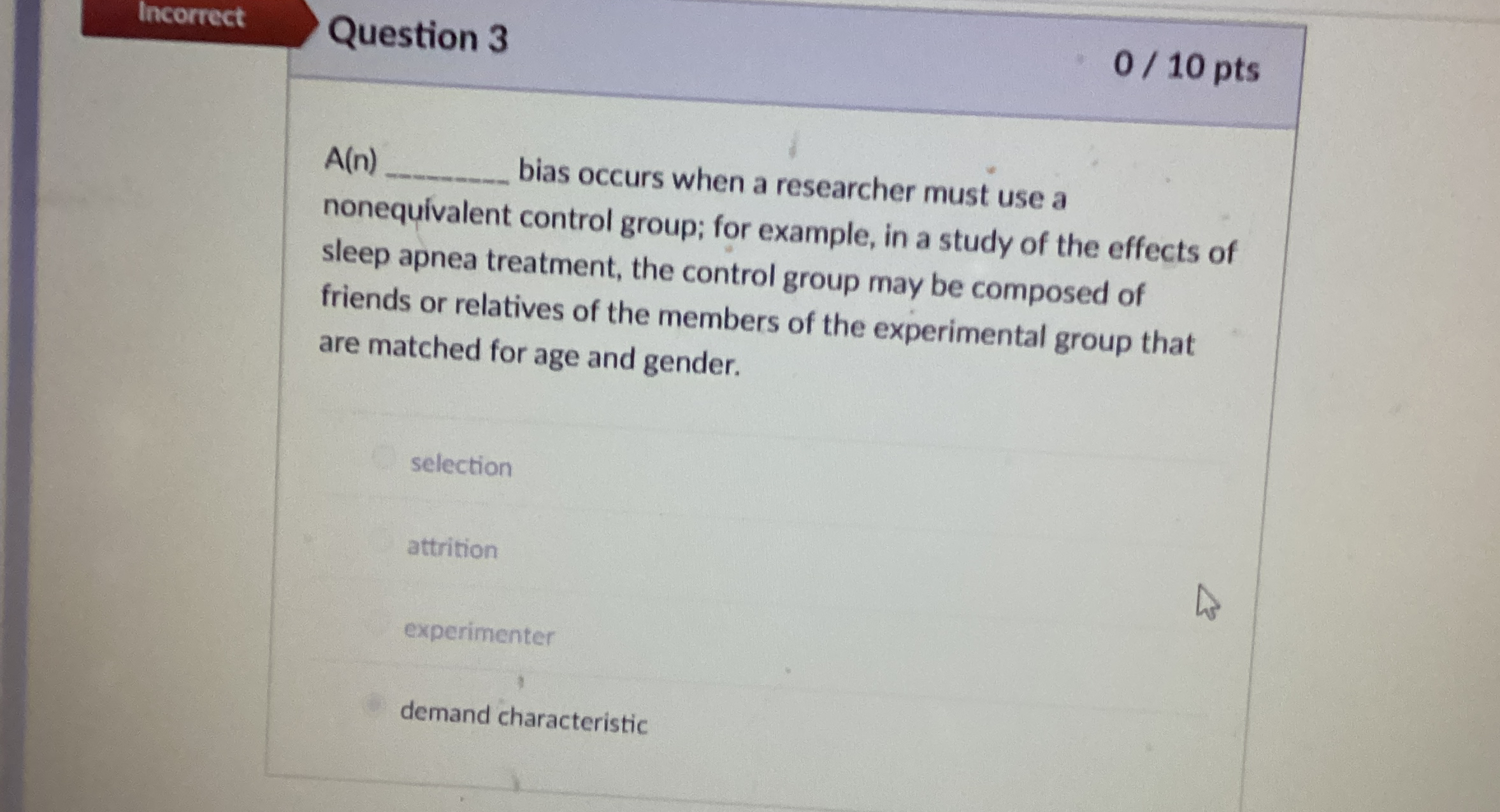 High Quality SOLUTION IncorrectQuestion 3010 ﻿ptsA(n) ﻿bias occurs when a | Chegg.com