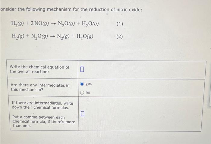 Solved onsider the following mechanism for the reduction of | Chegg.com