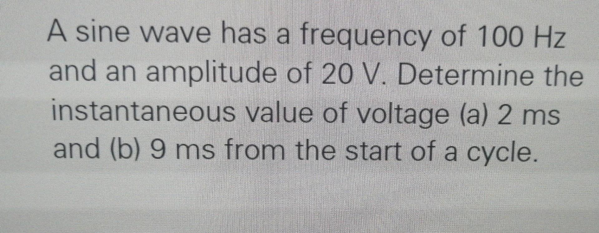 Solved A sine wave has a frequency of 100 Hz and an | Chegg.com
