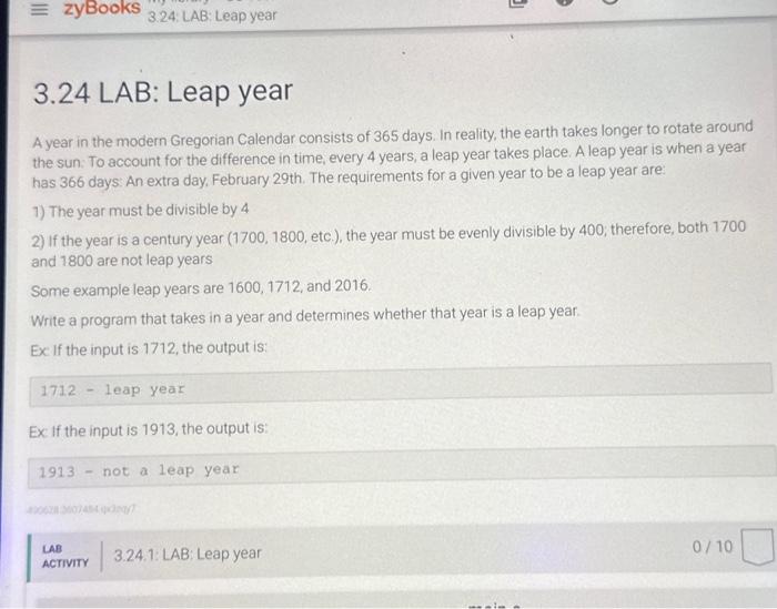 Solved A year in the modern Gregorian Calendar consists of | Chegg.com