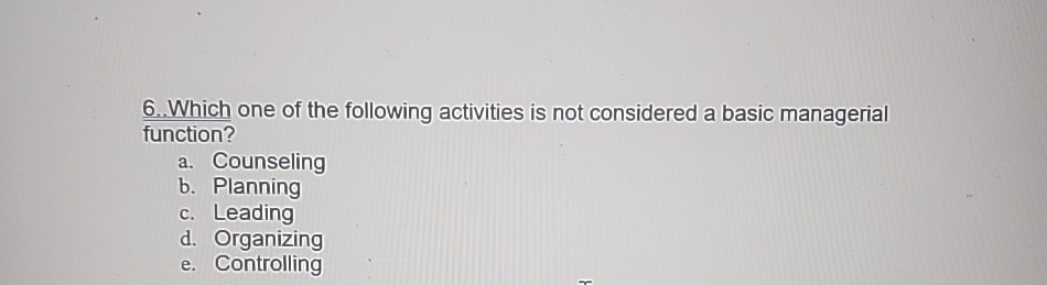 Solved Which one of the following activities is not | Chegg.com