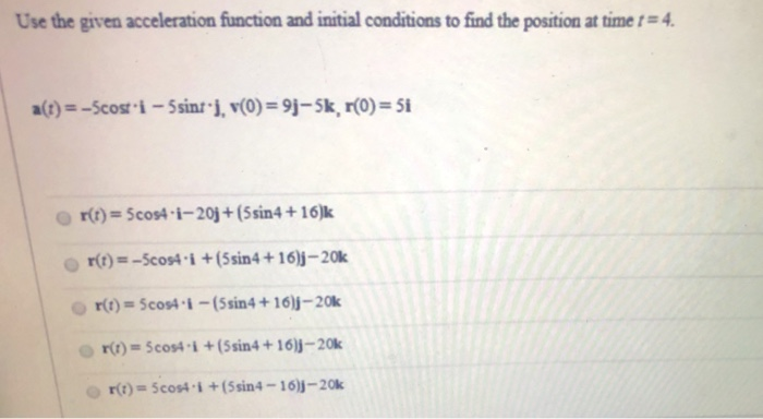 Solved Use the given acceleration function and initial | Chegg.com