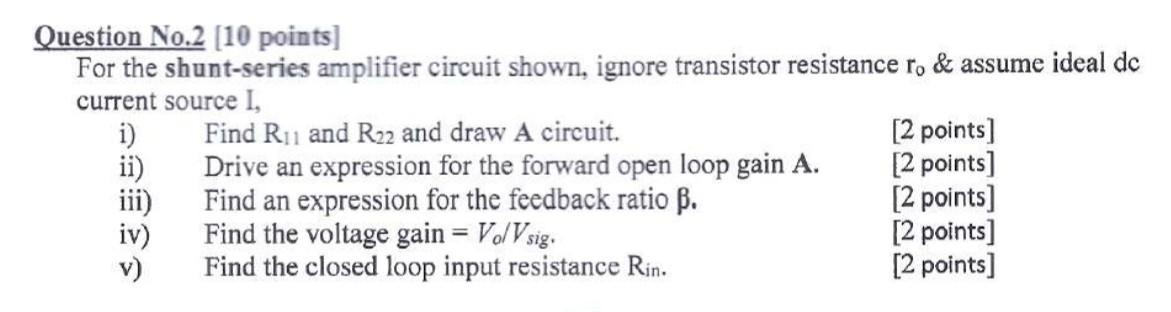 Solved Question No.2 [10 points] For the shunt-series | Chegg.com