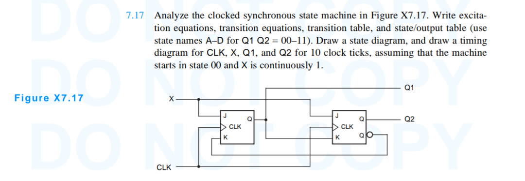 Solved 7.17 ﻿Analyze the clocked synchronous state machine | Chegg.com