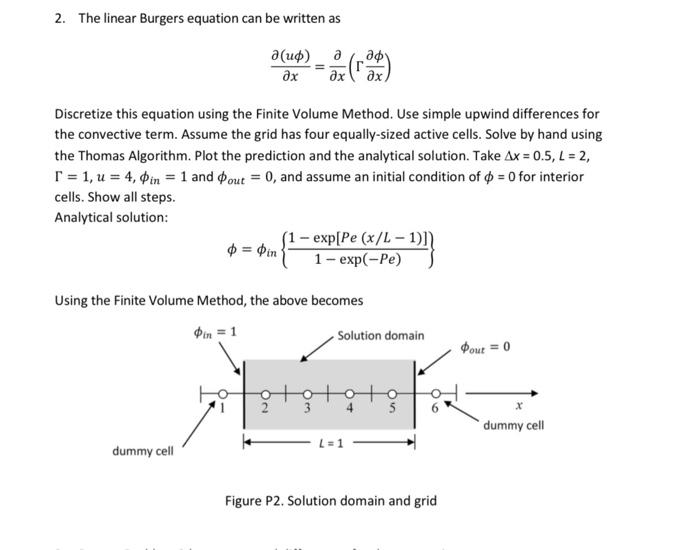 2. The linear Burgers equation can be written as | Chegg.com