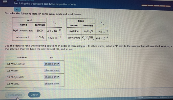 Solved Predicting the qualitative acid-base properties of | Chegg.com