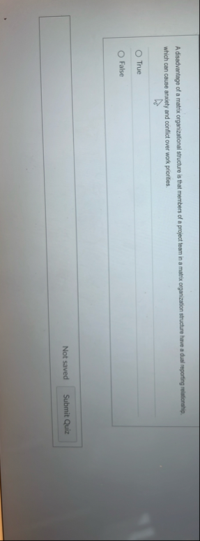 Solved A disadvantage of a matrix organizational structure | Chegg.com