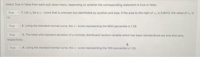 Solved Select True or False from each pull-down menu, | Chegg.com