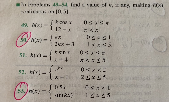 Solved COM In Problems 49-54, find a value of k, if any, | Chegg.com