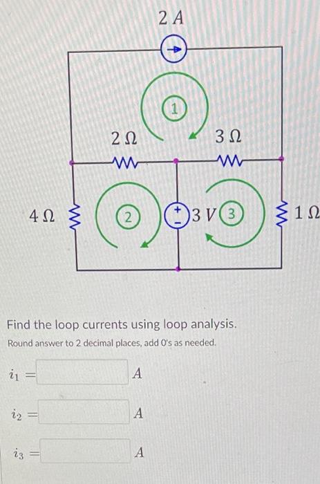 Solved Find the loop currents using loop analysis. Round | Chegg.com