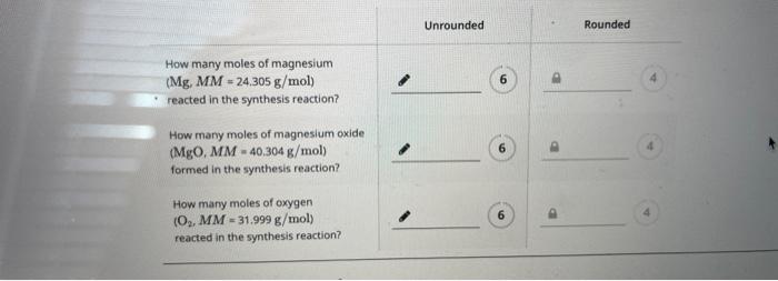 Solved Use your data to calculate the mass of each of the | Chegg.com