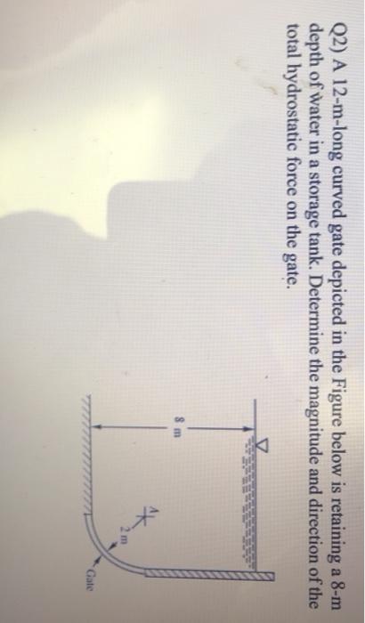 Solved Q2) A 12-m-long curved gate depicted in the Figure | Chegg.com