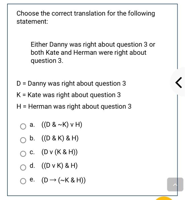 Choose the correct translation for the following | Chegg.com