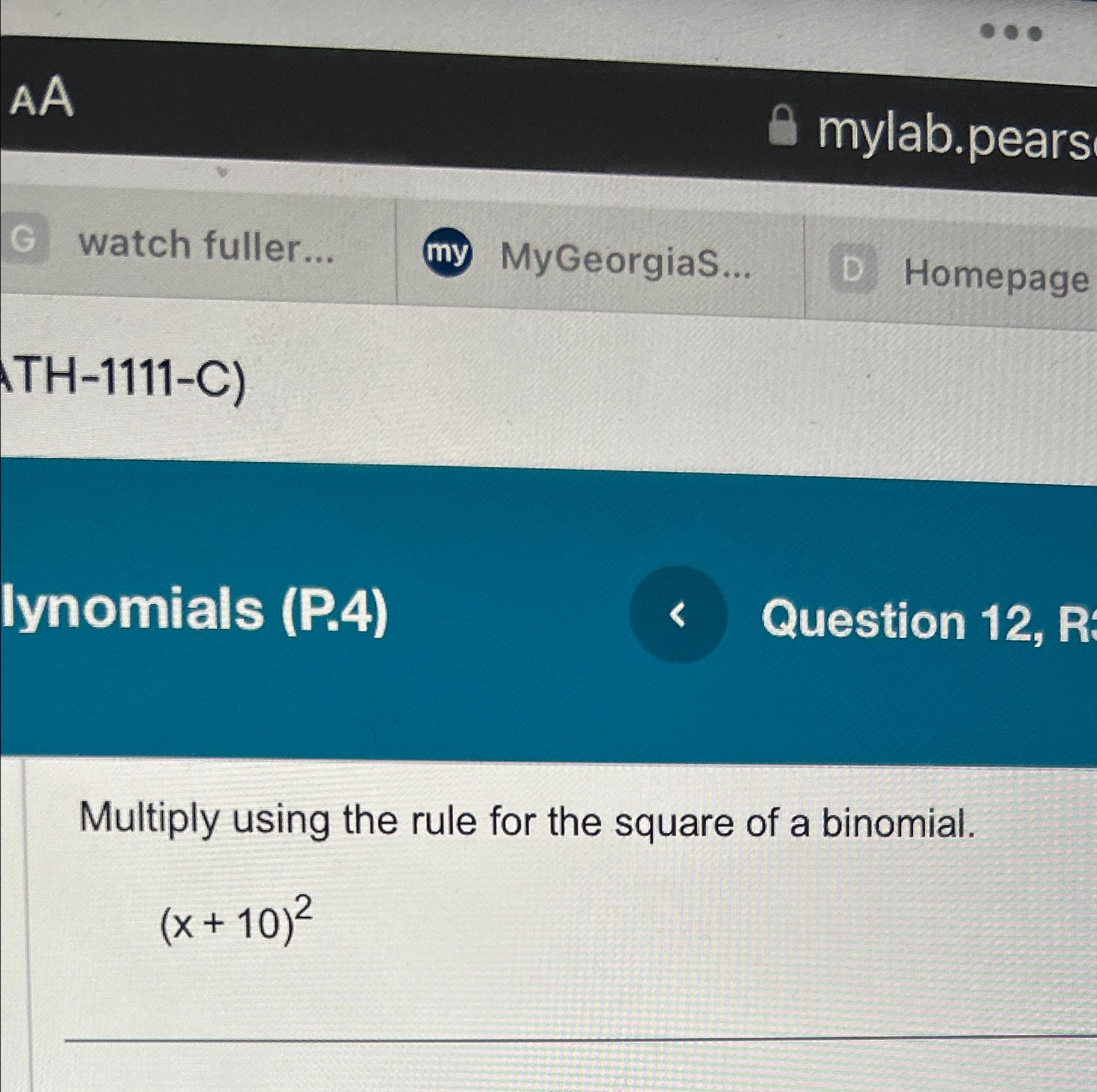 Solved Multiply using the rule for he square of a | Chegg.com