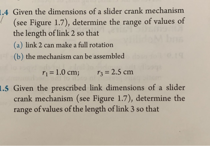 Solved 1.4 Given the dimensions of a slider crank mechanism | Chegg.com
