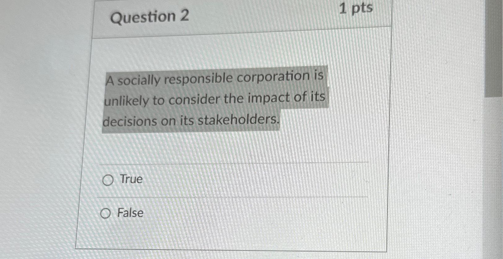 Solved Question 21 ﻿ptsA socially responsible corporation is | Chegg.com