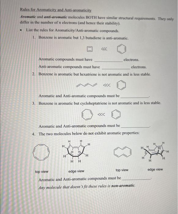 Solved Rules for Aromaticity and Anti-aromaticity Aromatic | Chegg.com