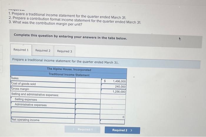 Solved Exercise 1-15 (Algo) Traditional and Contribution | Chegg.com