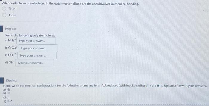 Solved Valence electrons are electrons in the outermost | Chegg.com