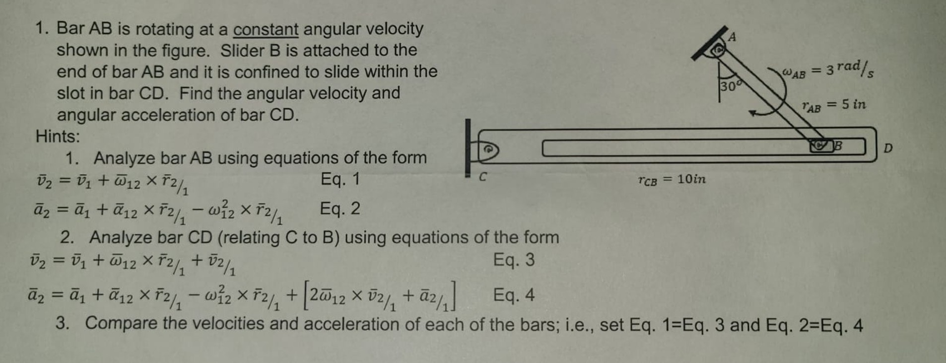 Solved Bar AB ﻿is rotating at a constant angular | Chegg.com