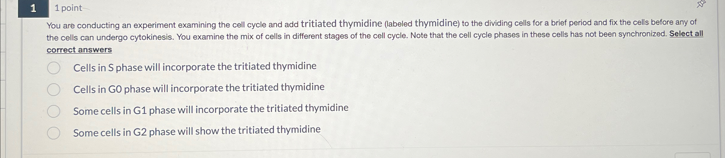 Solved 1 1 ﻿pointYou are conducting an experiment examining | Chegg.com