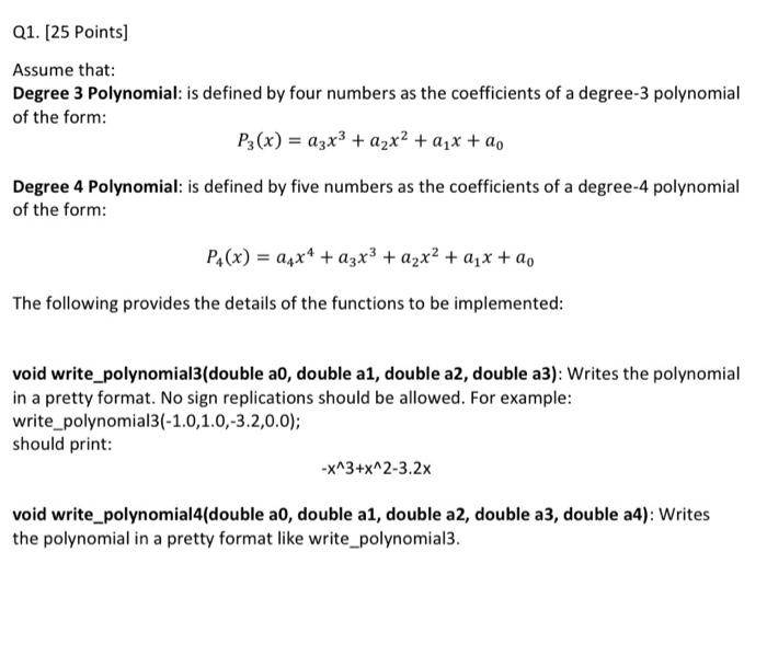 Solved Assume that: Degree 3 Polynomial: is defined by four | Chegg.com