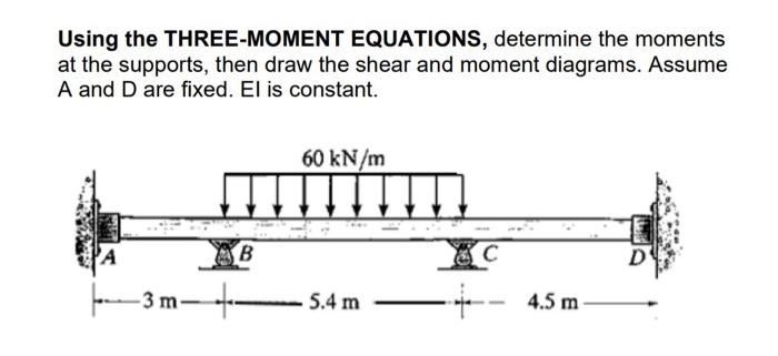 Solved Using the THREE-MOMENT EQUATIONS, determine the | Chegg.com