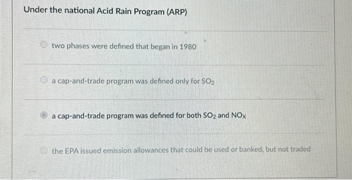 Solved Under the national Acid Rain Program (ARP) two phases | Chegg.com