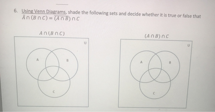 Solved 6. Using Venn Diagrams, shade the following sets and | Chegg.com