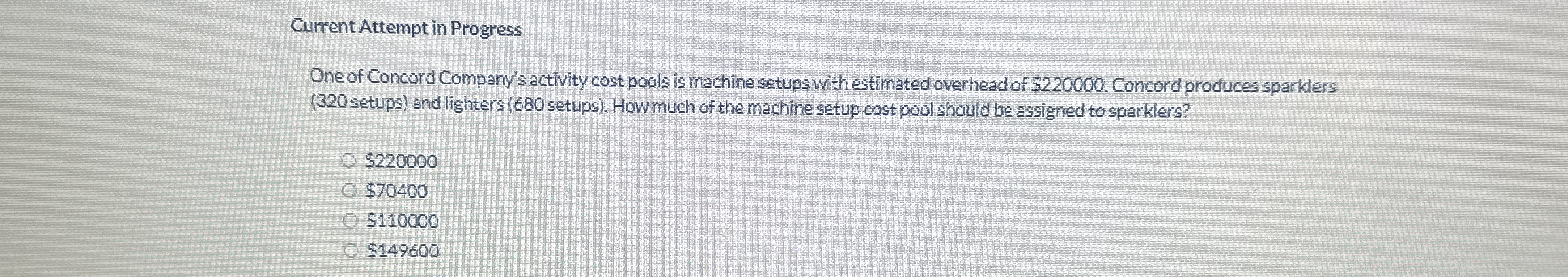 Solved Current Attempt in ProgressOne of Concord Company's | Chegg.com