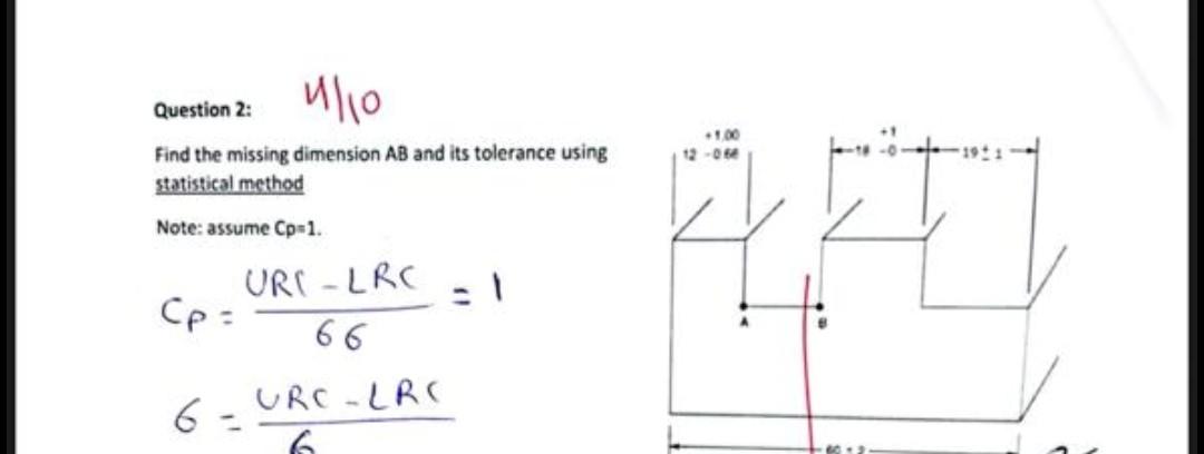 Solved Find the missing dimension AB and its tolerance using | Chegg.com