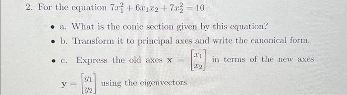 Solved 2. For the equation 7x7 +6x1x27x² = 10a. What is the | Chegg.com