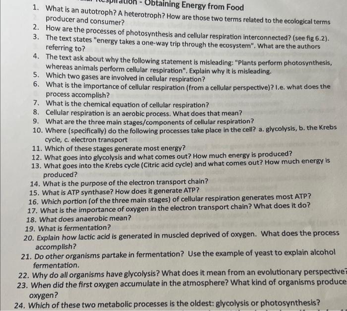 Solved 1. What is an autotroph? A heterotroph? How are those | Chegg.com