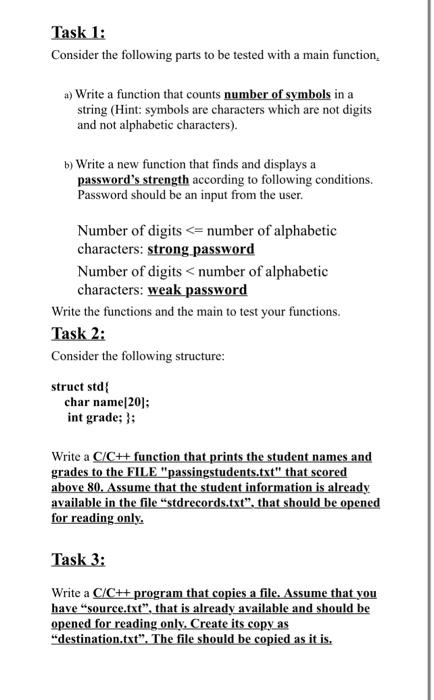 Solved Task 1: Consider the following parts to be tested | Chegg.com Solved Task 1: Consider the following parts to be tested | Chegg.com