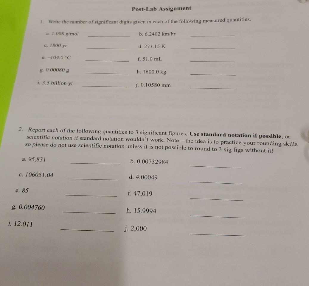 Solved Post-Lab Assignment 1. Write the number of | Chegg.com