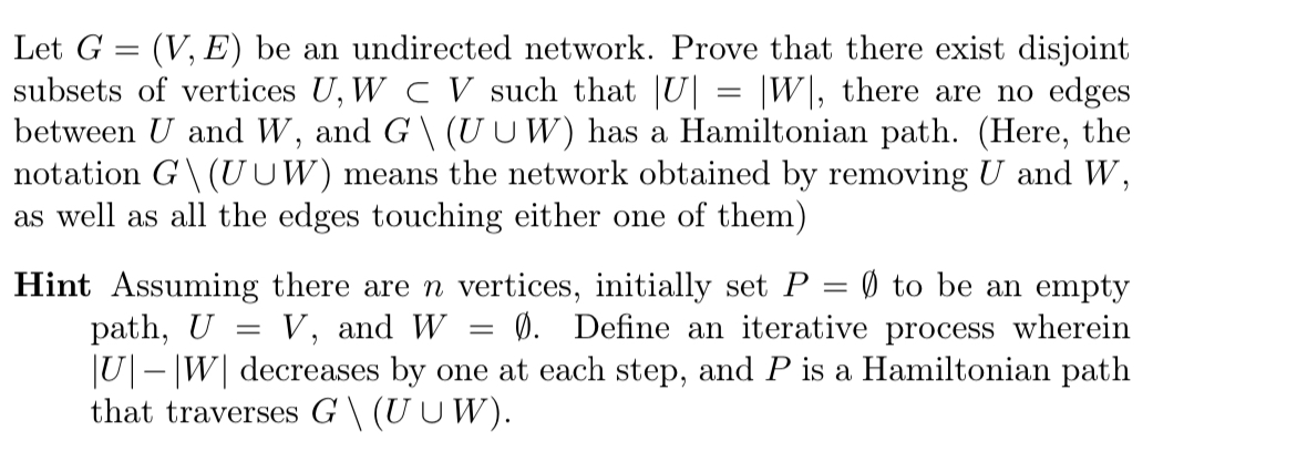 Solved Let G=(V,E) ﻿be an undirected network. Prove that | Chegg.com