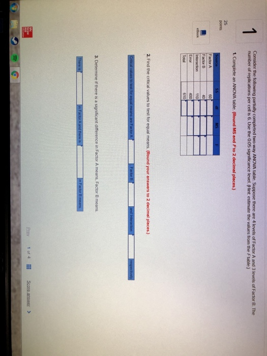 Solved Consider the following partially completed two-way | Chegg.com